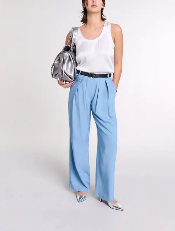 Maje Wide-leg Pleated Trousers