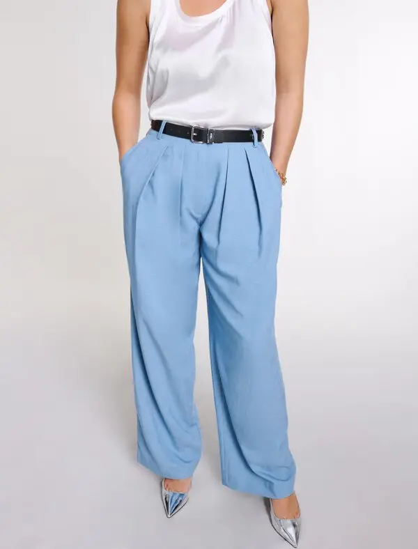 Maje Wide-leg Pleated Trousers