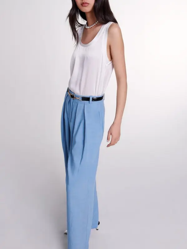 Maje Wide-leg Pleated Trousers