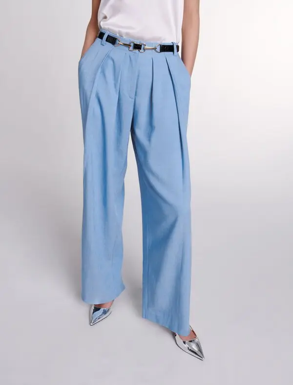 Maje Wide-leg Pleated Trousers