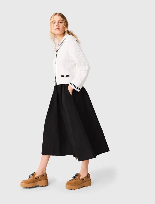 Maje Maxi Skirt With Contrast Waistband - Black