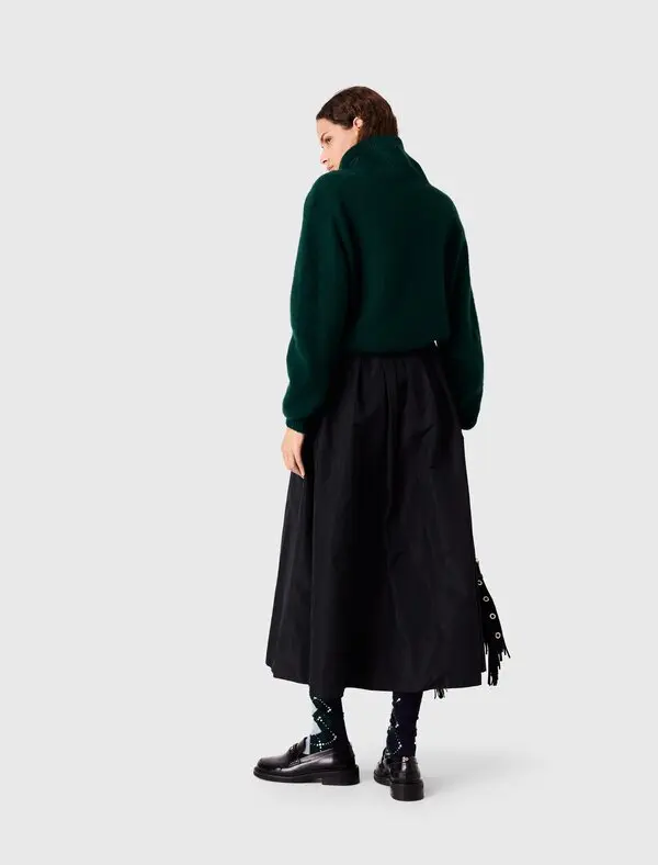 Maje Maxi Skirt With Contrast Waistband - Black