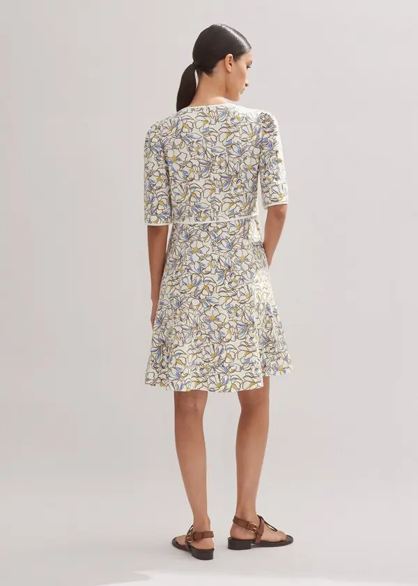 Me+Em Cotton Jacquard Floral Print Fit And Flare Dress In Light  Cream/Blue/Yellow - 50% Off | Editorialist