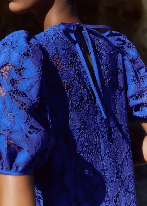 Me+Em Guipure Lace Maxi Dress In Forget-Me-Not Blue - 50% Off | Editorialist