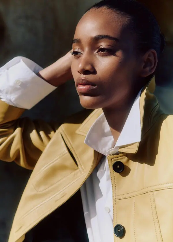 Me+Em Leather Cropped Jacket In Ochre - 30% Off | Editorialist