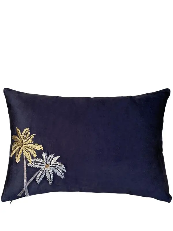 LES-OTTOMANS Palms' Velvet Cushion - Black