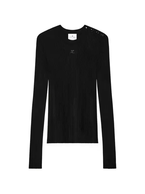 COURREGES Logo-embroidered Ribbed Jumper - Black
