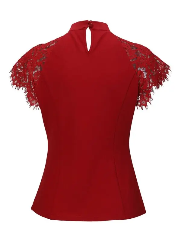 Shanghai Tang Lace-detail Satin Blouse