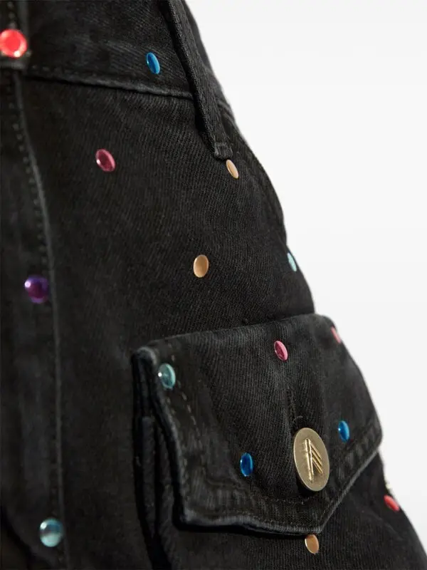 Attico Rhinestone-embellished Denim Mini Skirt - Black