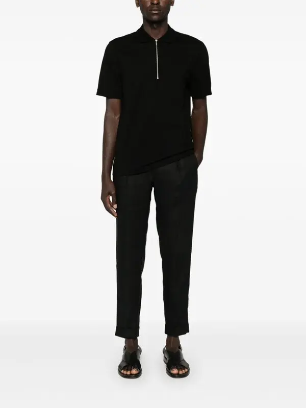 Kiton Pressed-crease Linen Trousers - Black