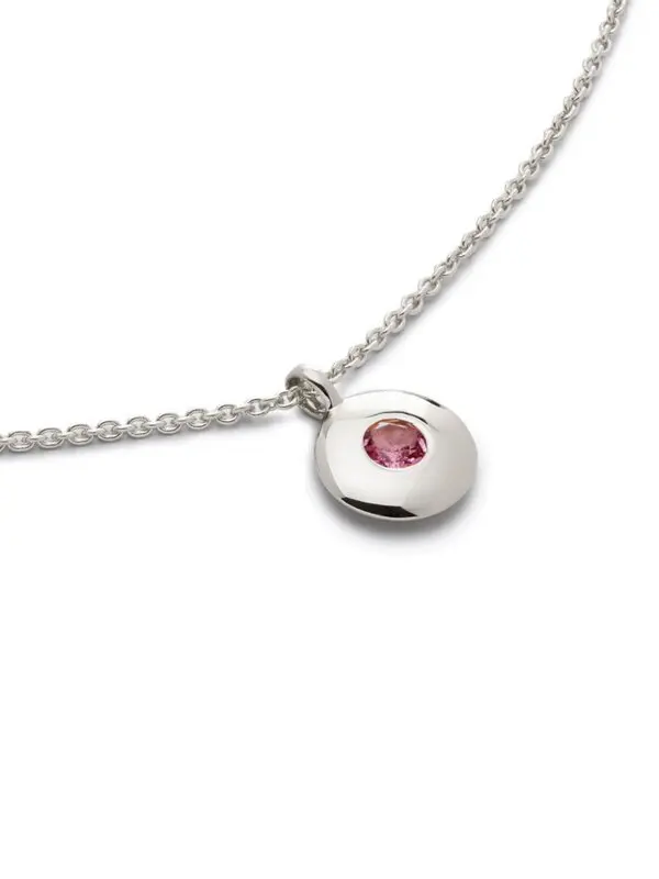 Monica Vinader October Birthstone Pink Tourmaline Necklace - Silver