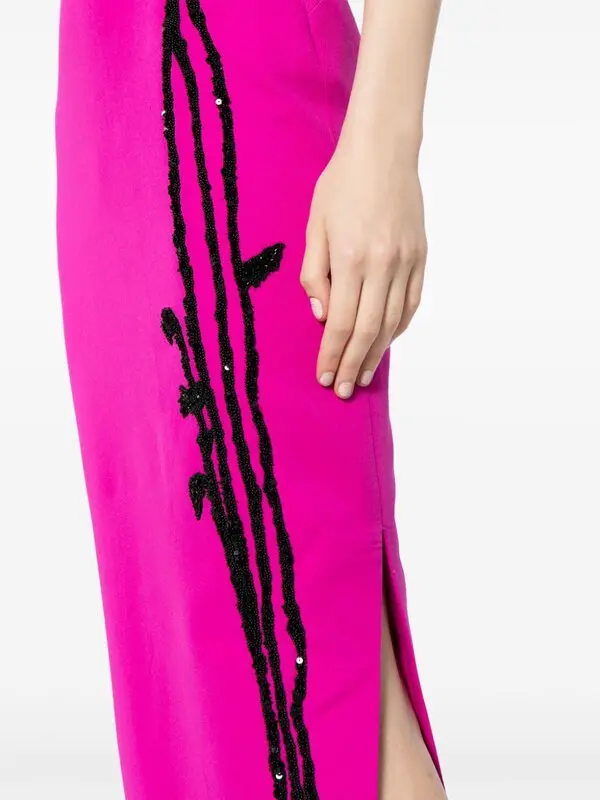 SAIID KOBEISY Bead-embellished One-shoulder Gown