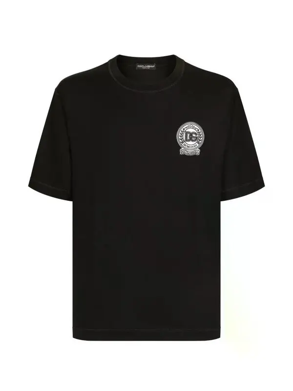 Dolce & Gabbana Dg-embroidered Cotton T-shirt - Black