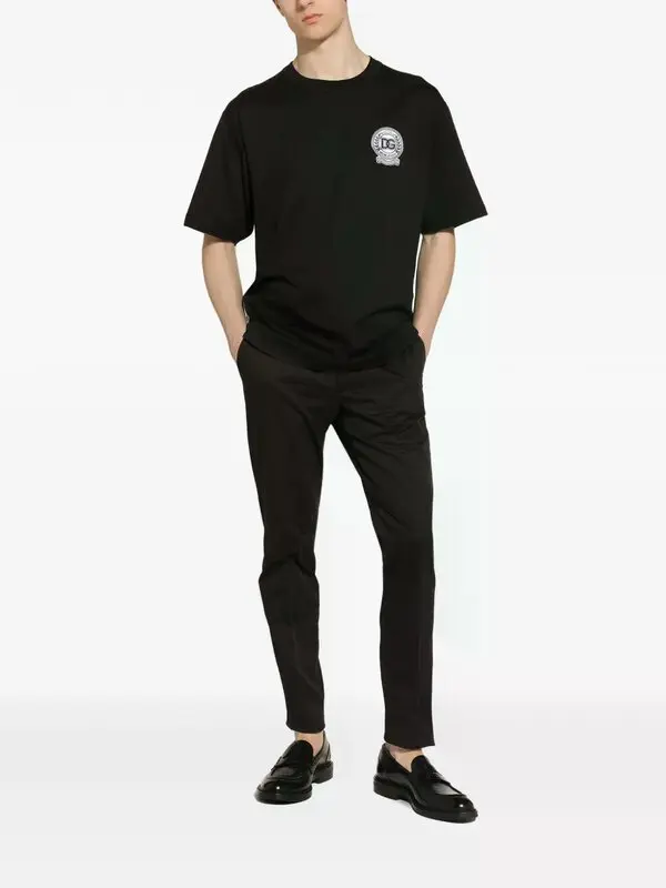 Dolce & Gabbana Dg-embroidered Cotton T-shirt - Black
