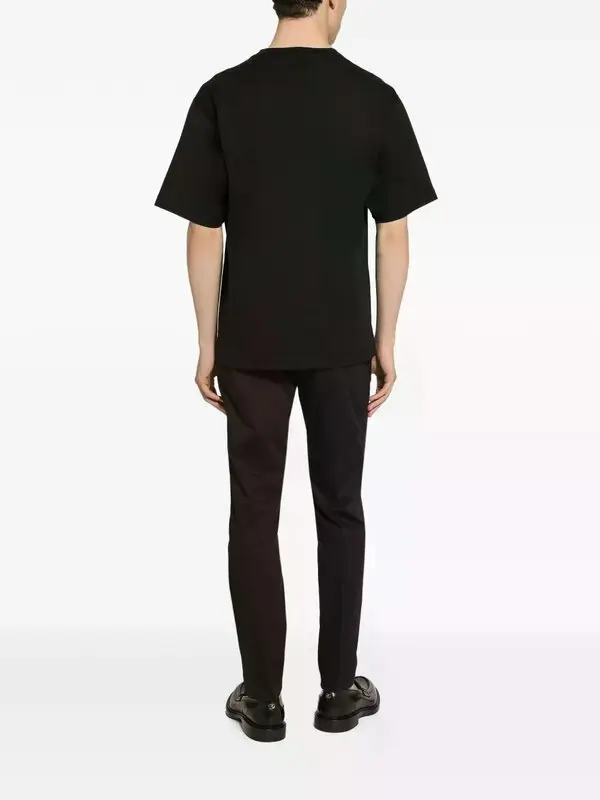 Dolce & Gabbana Dg-embroidered Cotton T-shirt - Black