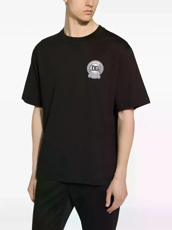 Dolce & Gabbana Dg-embroidered Cotton T-shirt - Black