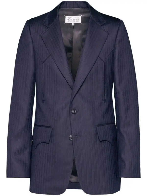 MAISON MARGIELA Tailored Single-breasted Wool Blazer - Blue