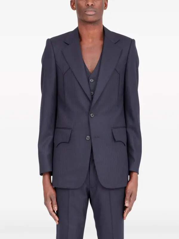 MAISON MARGIELA Tailored Single-breasted Wool Blazer - Blue