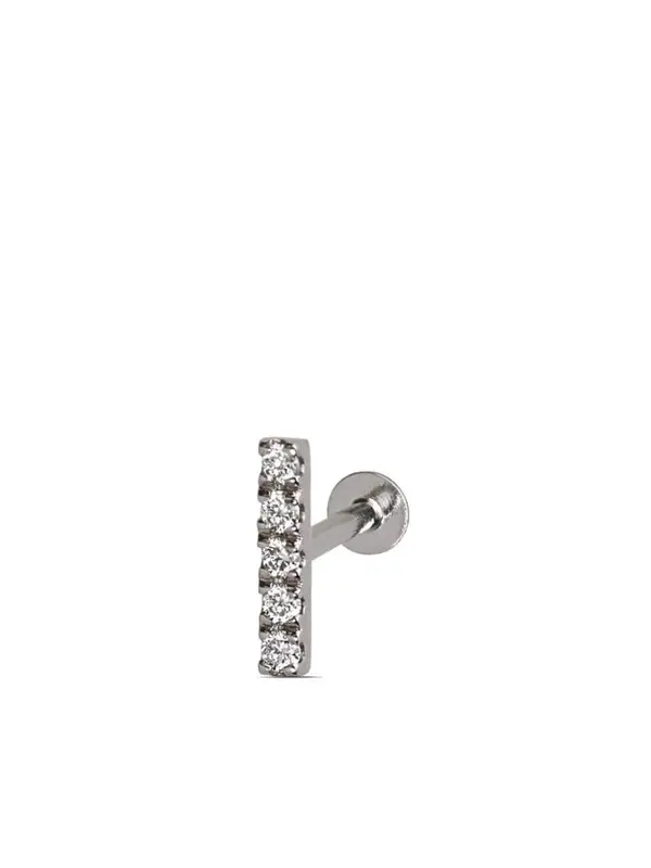 LARK & BERRY 14kt White Gold Modernist Diamond Single Stud Earring - Silver