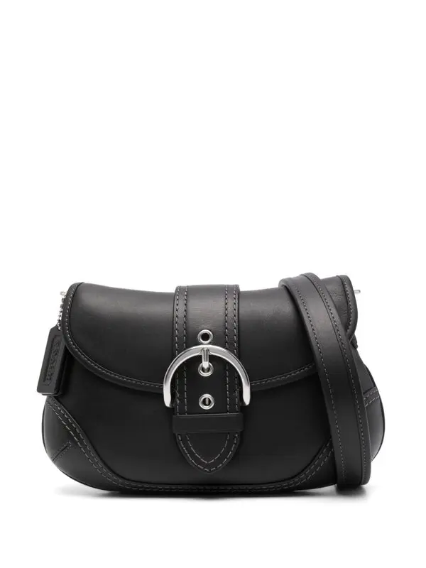 Coach Buckle-Detail Leather Shoulder Bag - Black | Editorialist display picture 1