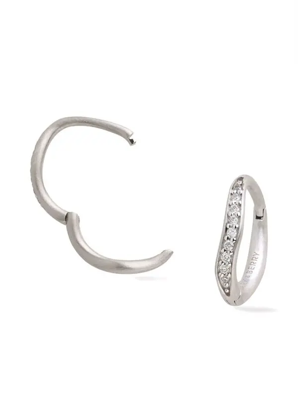 LARK & BERRY 14kt White Gold Diamond Hoop Earring - Silver