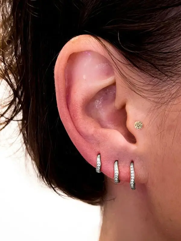 LARK & BERRY 14kt White Gold Diamond Hoop Earring - Silver