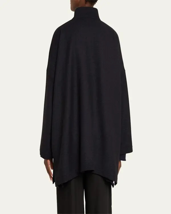 Eskandar Wide Silhouette Stand Collar Jacket