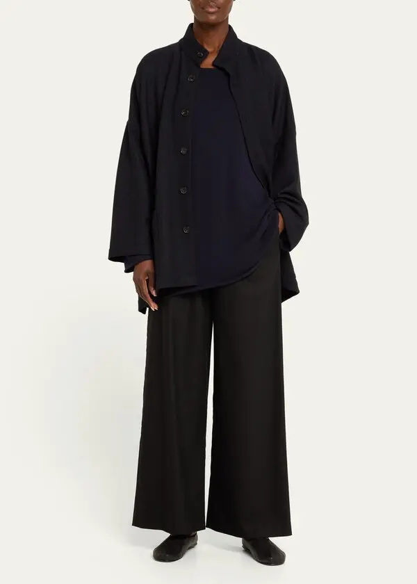 Eskandar Wide Silhouette Stand Collar Jacket