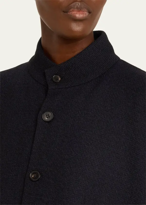 Eskandar Wide Silhouette Stand Collar Jacket