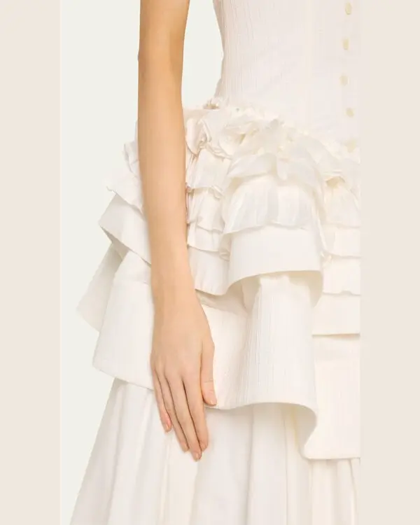 Christopher John Rogers Tiered Ruffle Peplum Midi Dress