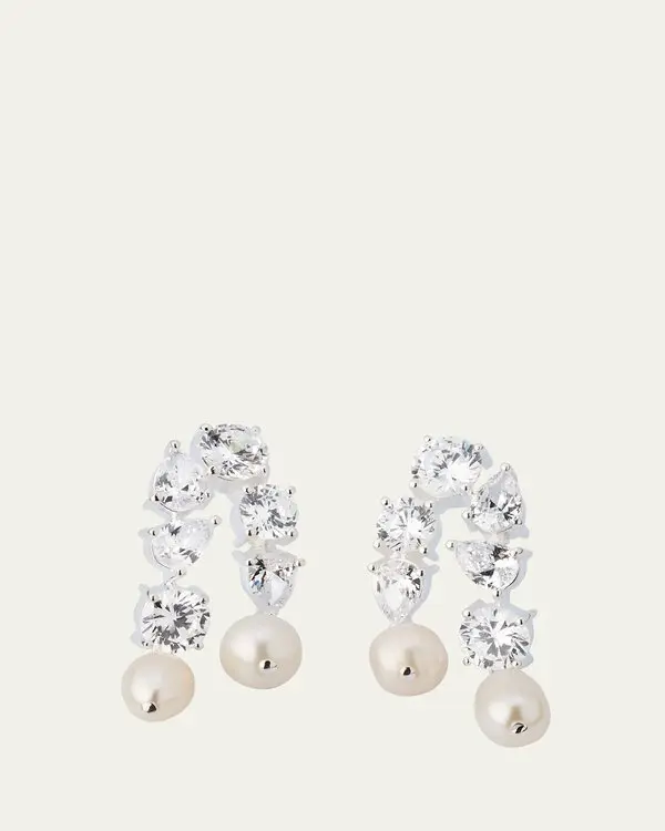 Completedworks Trickles Rhodium-plated Earrings - Pearls And Cubic Zirconia