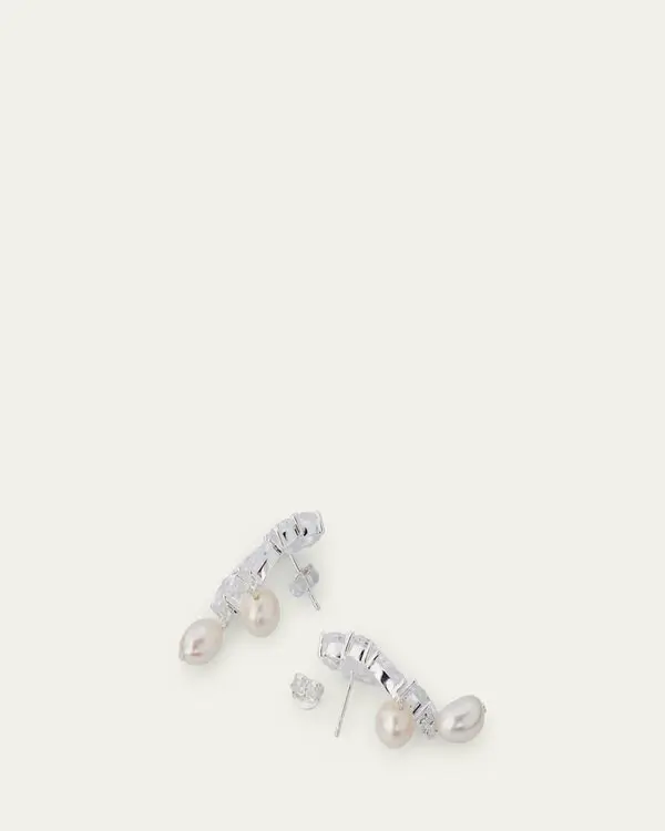 Completedworks Trickles Rhodium-plated Earrings - Pearls And Cubic Zirconia