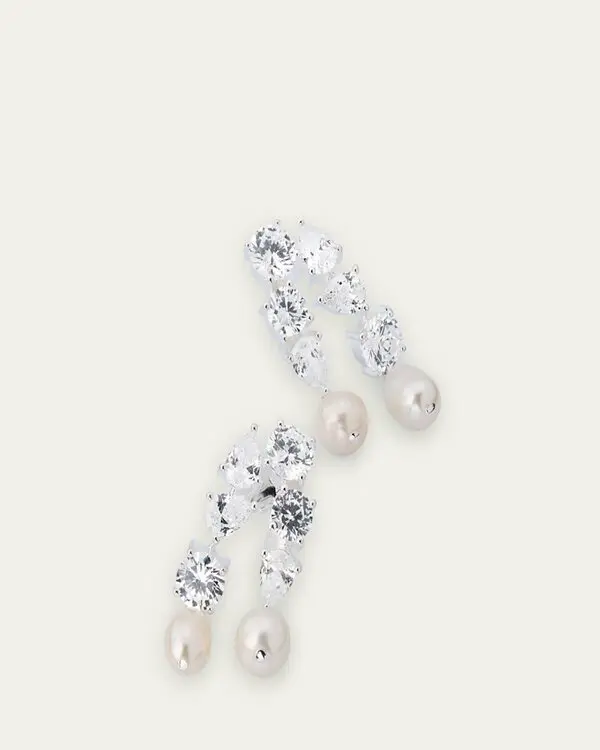 Completedworks Trickles Rhodium-plated Earrings - Pearls And Cubic Zirconia