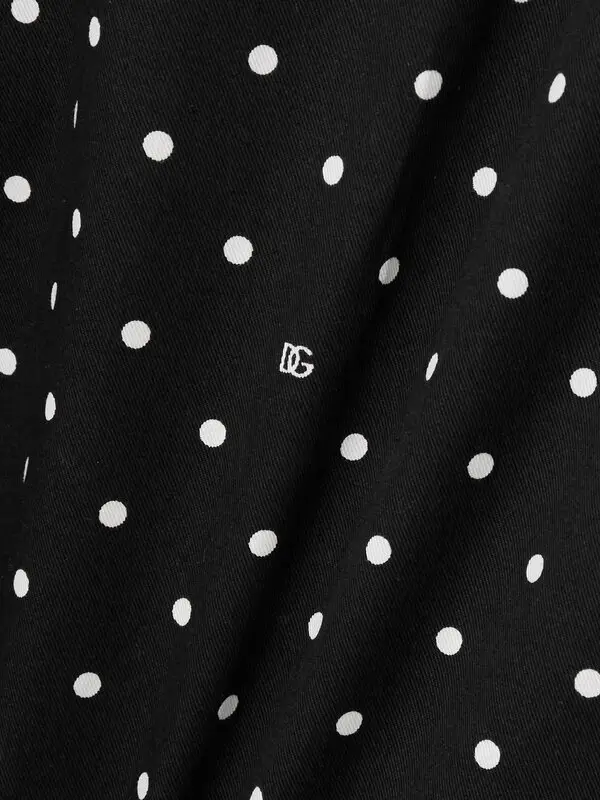 dolcegabbana printed polka dot cotton blend drill halterneck mini dress Dolce & Gabbana Polka-Dot Drill Halterneck Mini Dress In Black - 50% Off