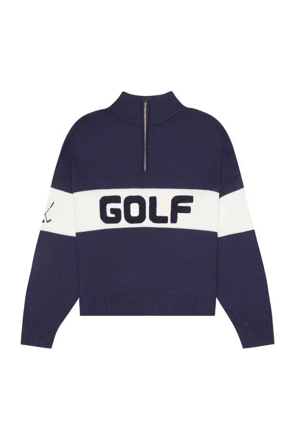 ELLSWORTH + IVEY Madison Quarter Zip Colorblock Sweater - Navy