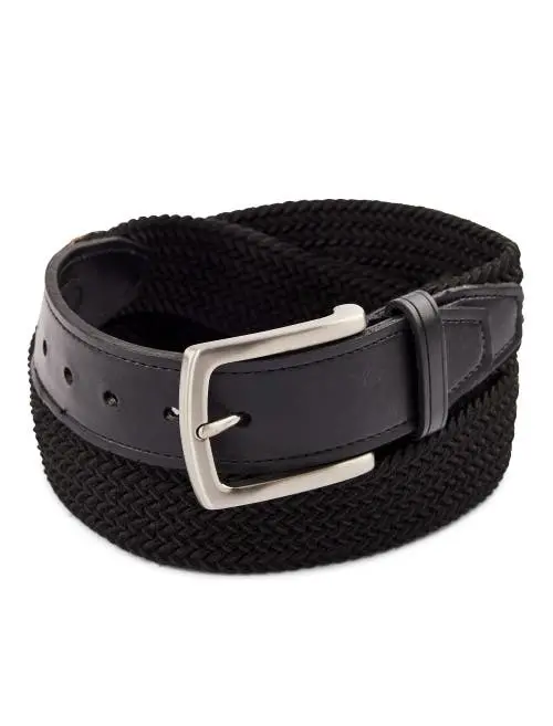 HARBOR BAY BY DXL Stretch Braided Leather Belt