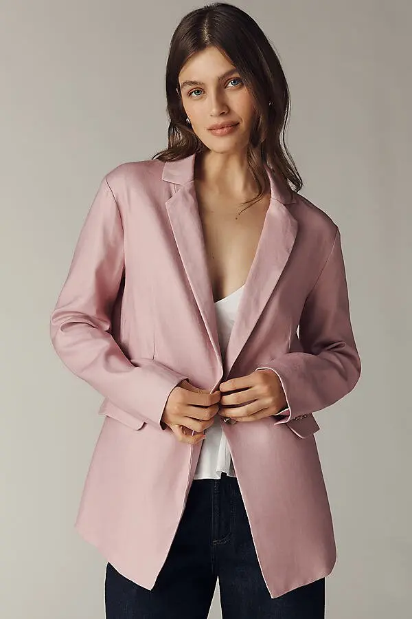 Maeve Tessie Linen Blazer - Mauve Dust