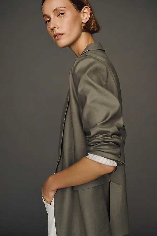 Maeve Tessie European Linen Stretch Blazer - Moss