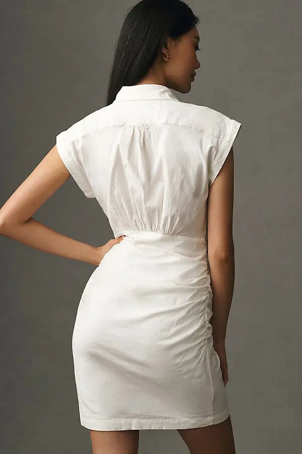 cap sleeve layered a-line mini dress in white Cute White Dress - Tiered Mini Dress - Cap Sleeve Mini Dress