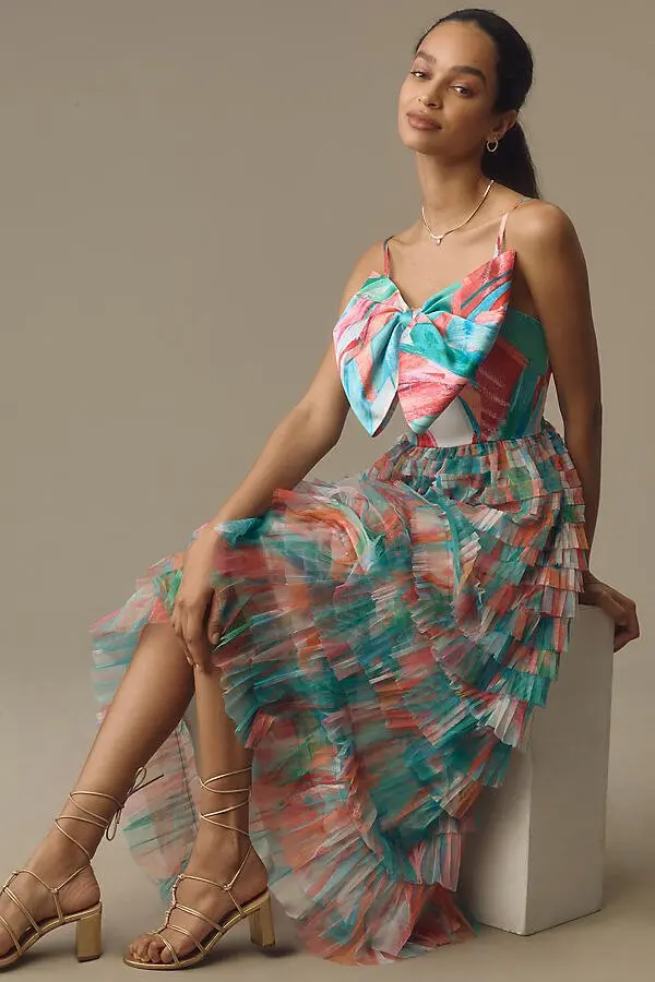 Hutch Bow Tiered Maxi Dress In Multicolor - 39% Off | Editorialist