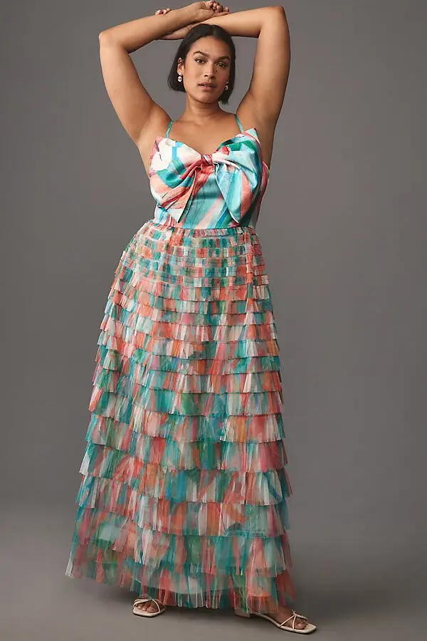 Hutch Bow Tiered Maxi Dress In Multicolor - 39% Off | Editorialist
