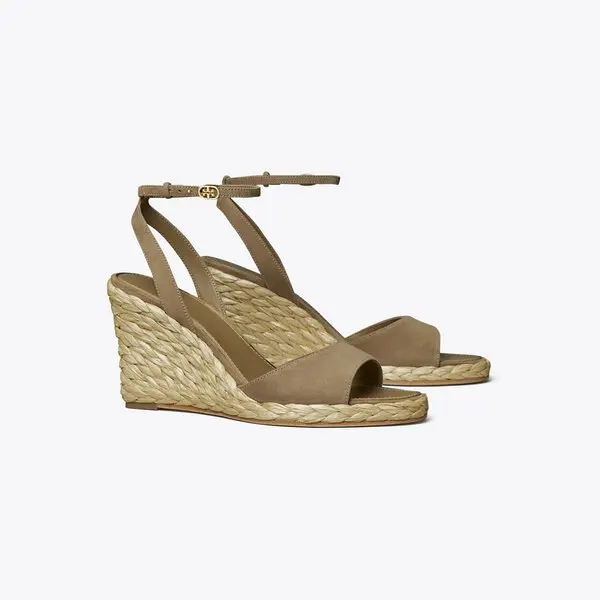 Tory Burch Raffia Wedge Sandal - River Rock