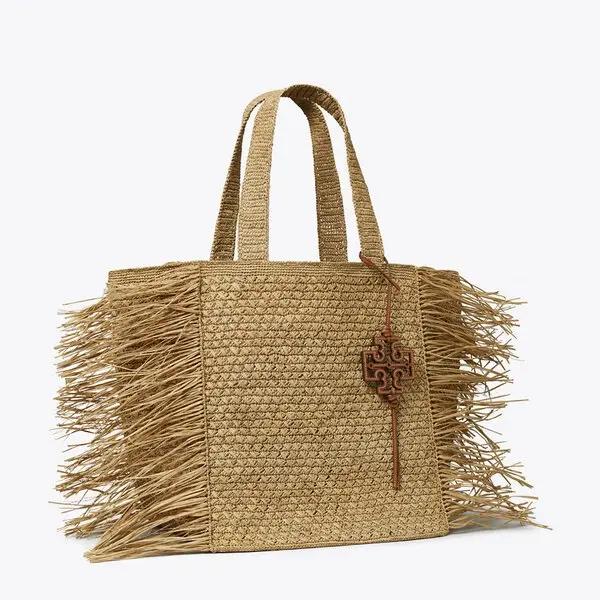Tory Burch Raffia Fringe Tote