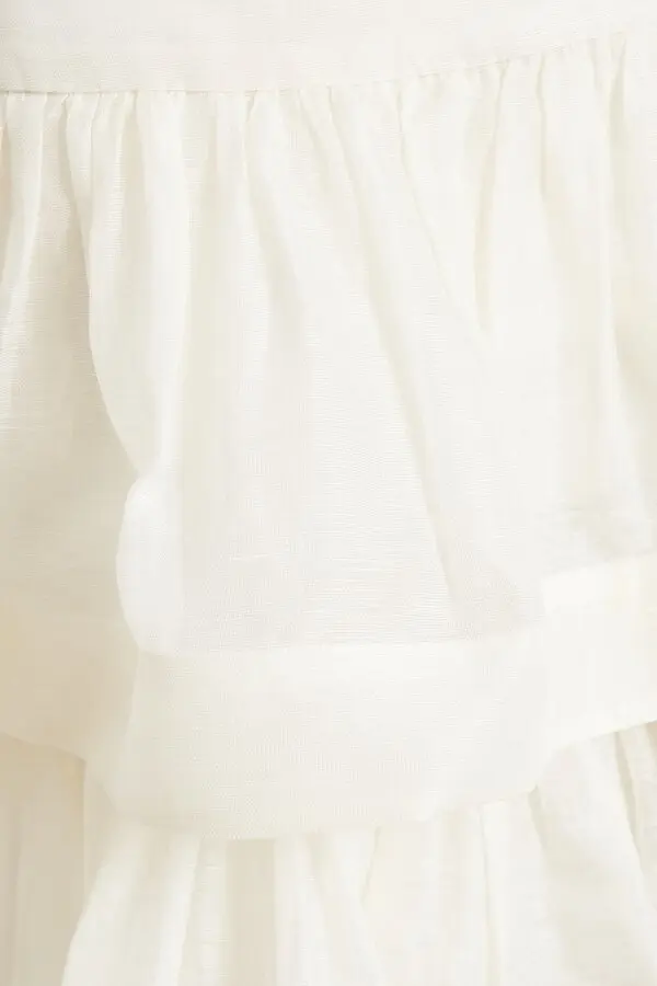 Zimmermann Tiered Linen And Silk-blend Gauze Midi Skirt
