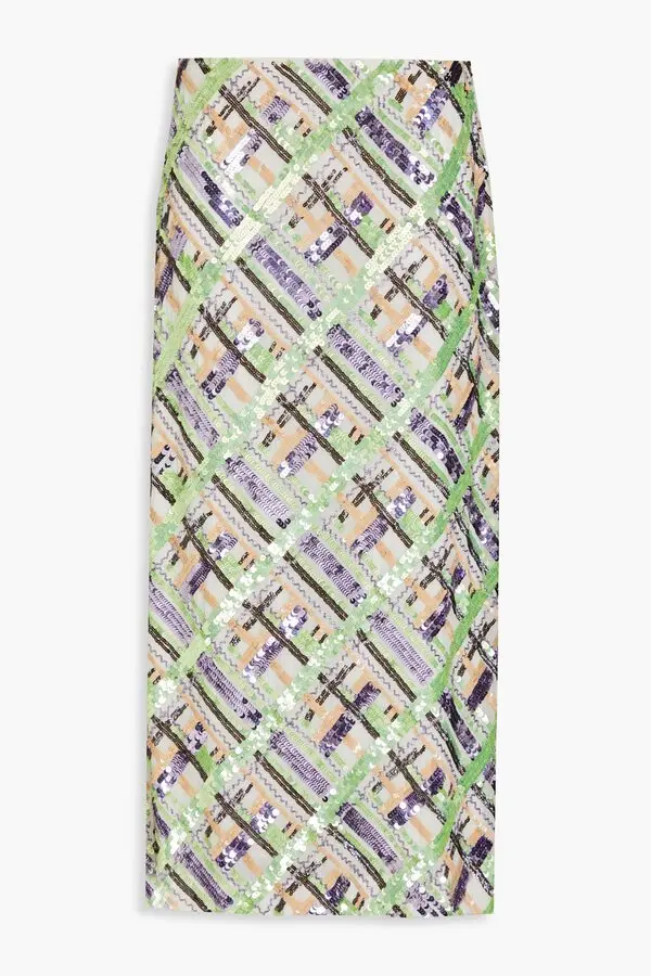 Veronica Beard Brent Embellished Georgette Midi Skirt