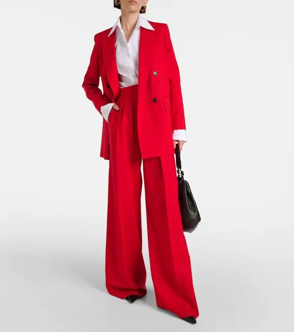 Max Mara Nebbie Virgin Wool Blazer - Red