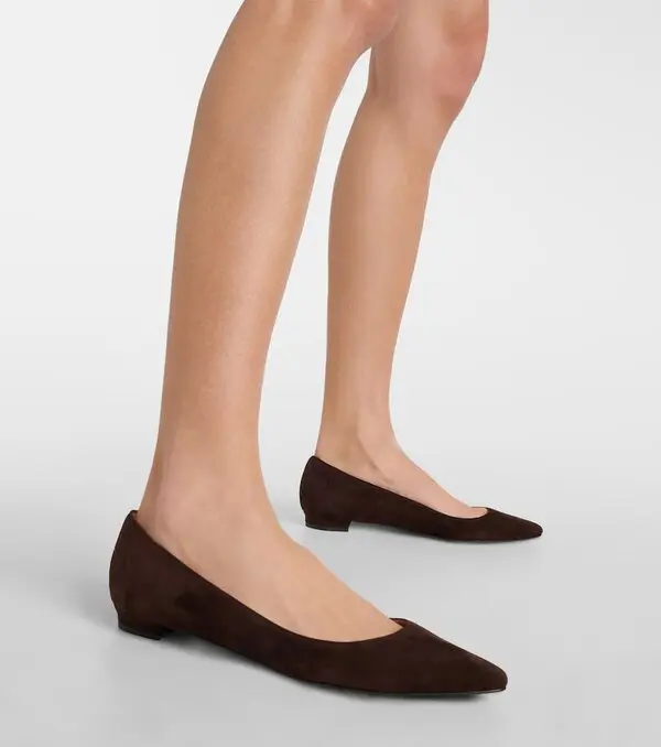 Manolo Blahnik Suede Ballet Flats - Brown