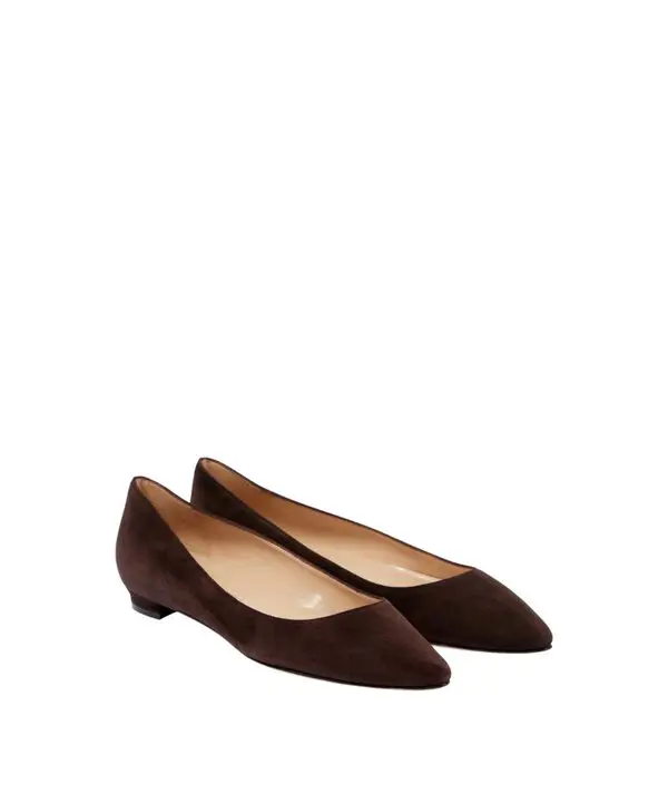 Manolo Blahnik Lanza Bb Suede Ballet Flats - Brown