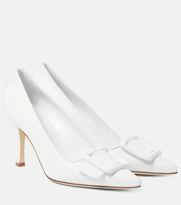 Manolo Blahnik Maysale 70 Suede Pumps - White