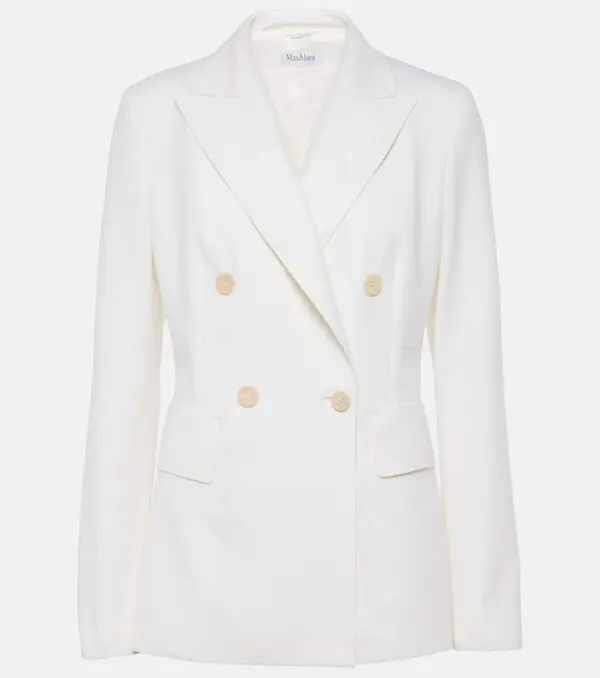 Max Mara Osanna Virgin Wool Gabardine Blazer - White
